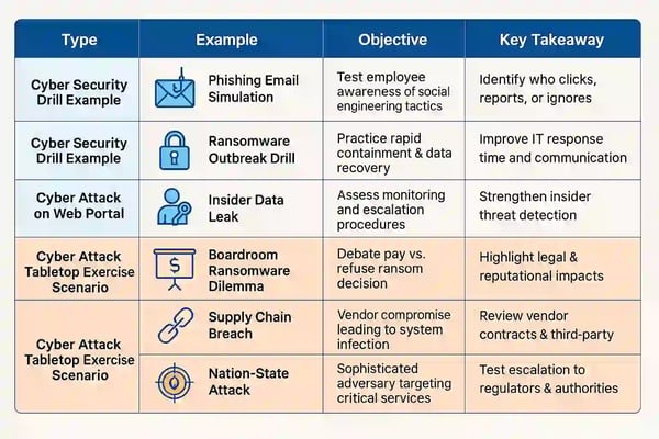 Cyber Security Drill Examples: Top Tabletop Exercise Scenarios in 2025